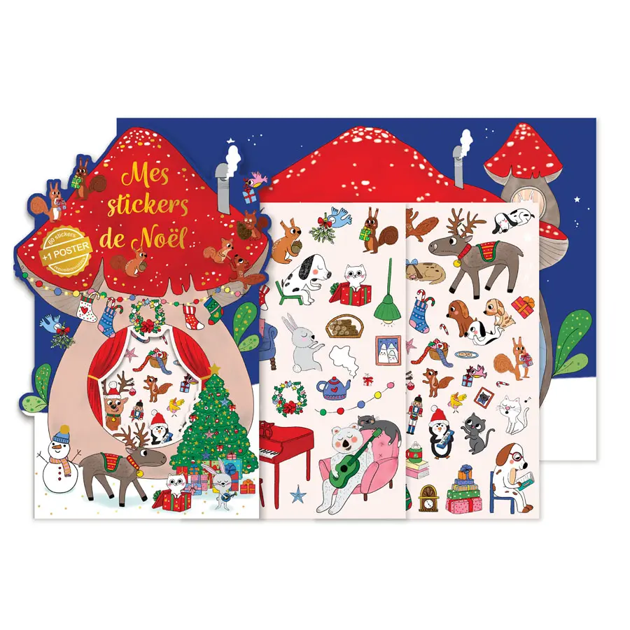 Mes Stickers de Noël – Le Champignon de Noël – Cartes d’Art - Noël Lumineux