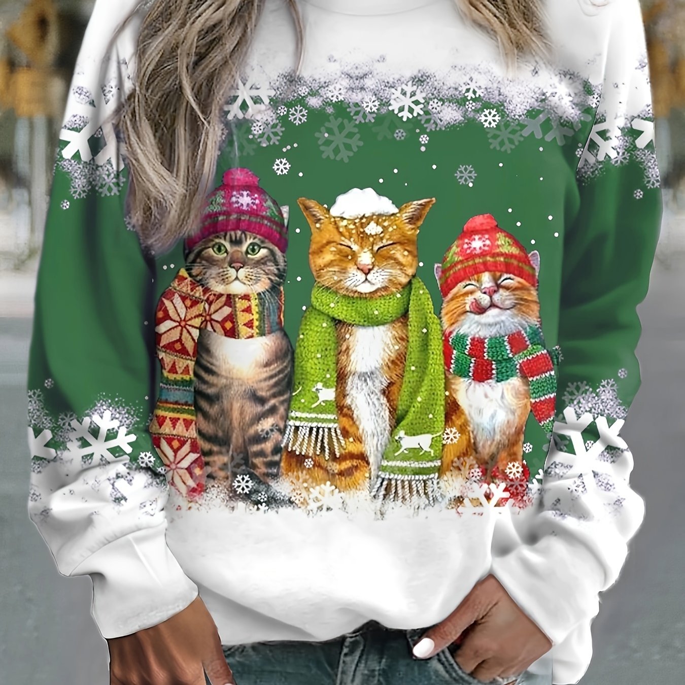 Pull Moche de Noel avec Chats - Noël Lumineux